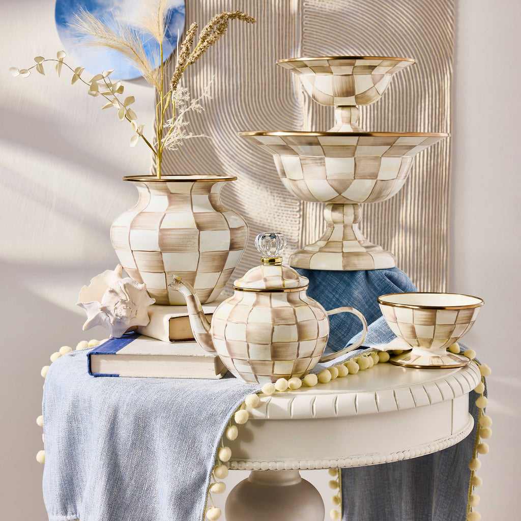 MacKenzie-Childs Mocha Check Teapot 4 Cup – SinclairsCollectables